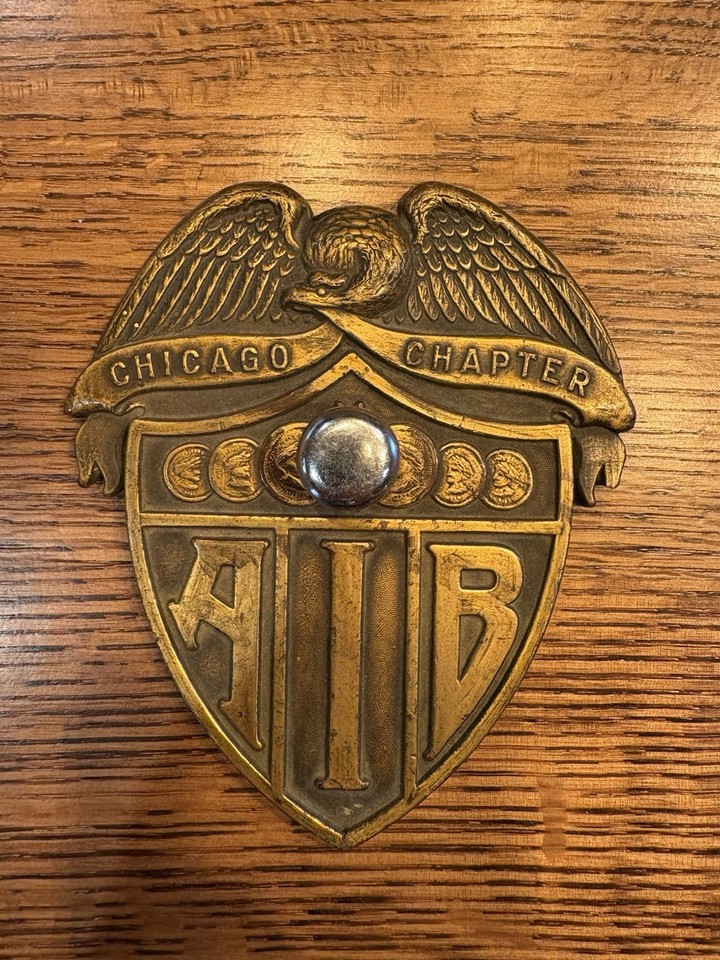Vintage Brass Chicago AIB Plaque Crest Shield American Institute Of ...