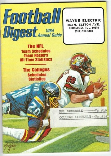 1984 Football Digest magazine Annual Guide NFL Rosters, College ...