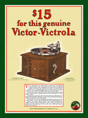 Victor Victrola Talking Machine Ad Printed on Satin Canvas | eBay