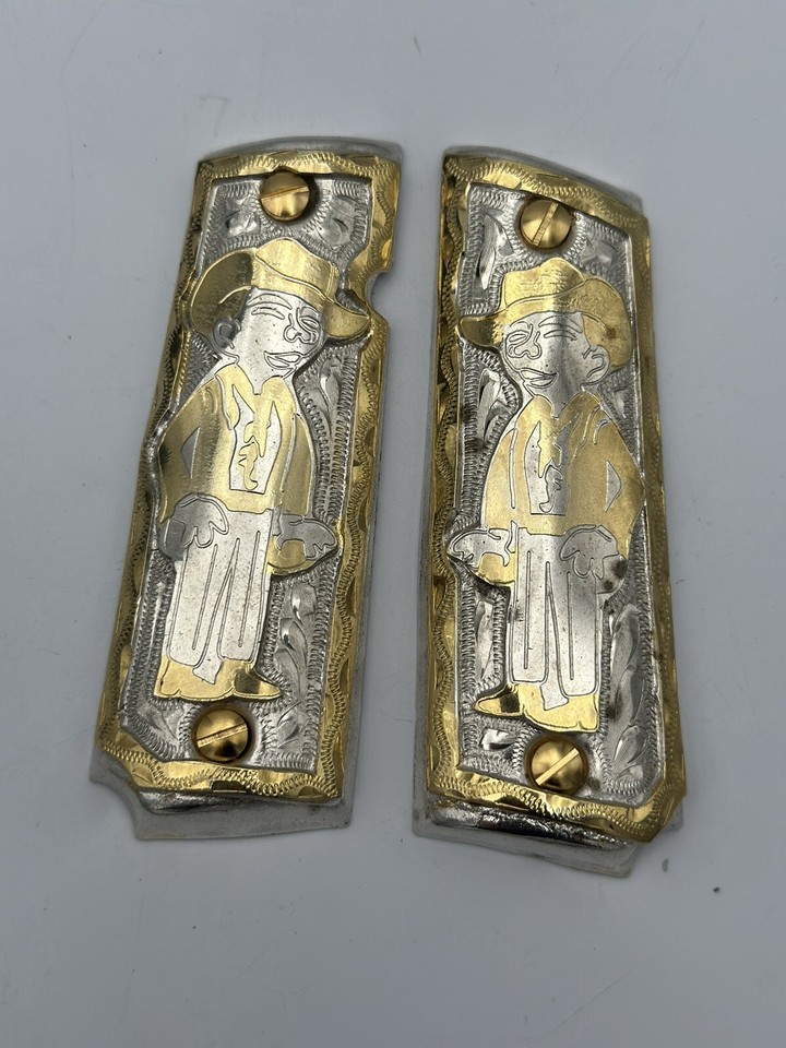 1911 45 38 Super Colt Gold Gun Pistol Grip Cachas CHAPEADO DE ORO WITH ...