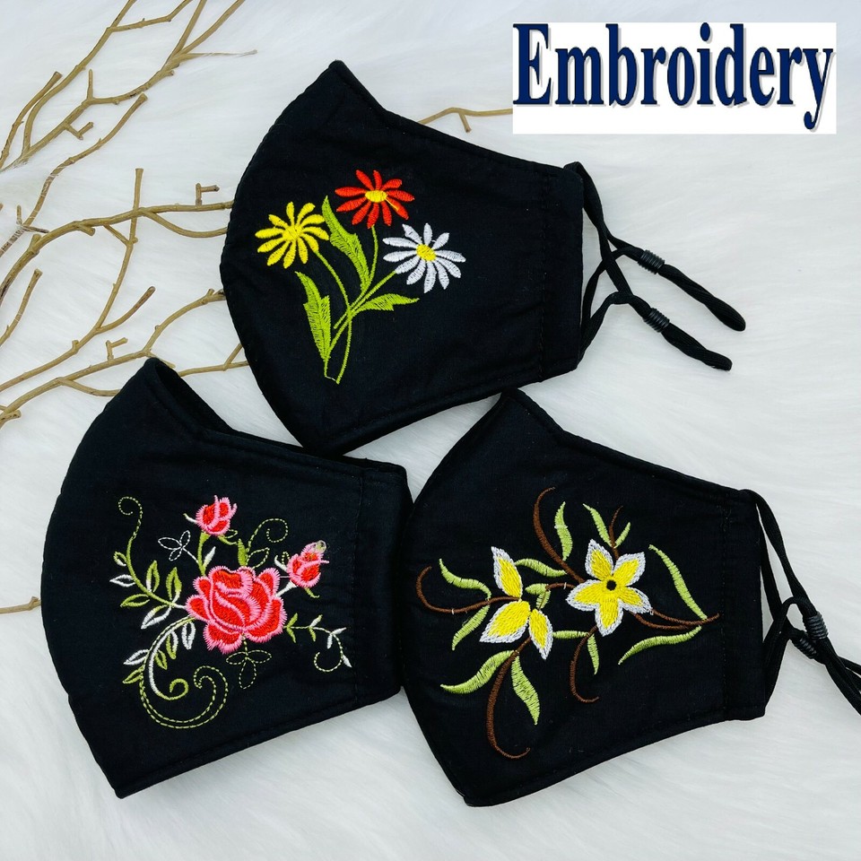[3 PACK] Face Masks FASHION Polyester/Cotton Triple-Layer Washable - US ...
