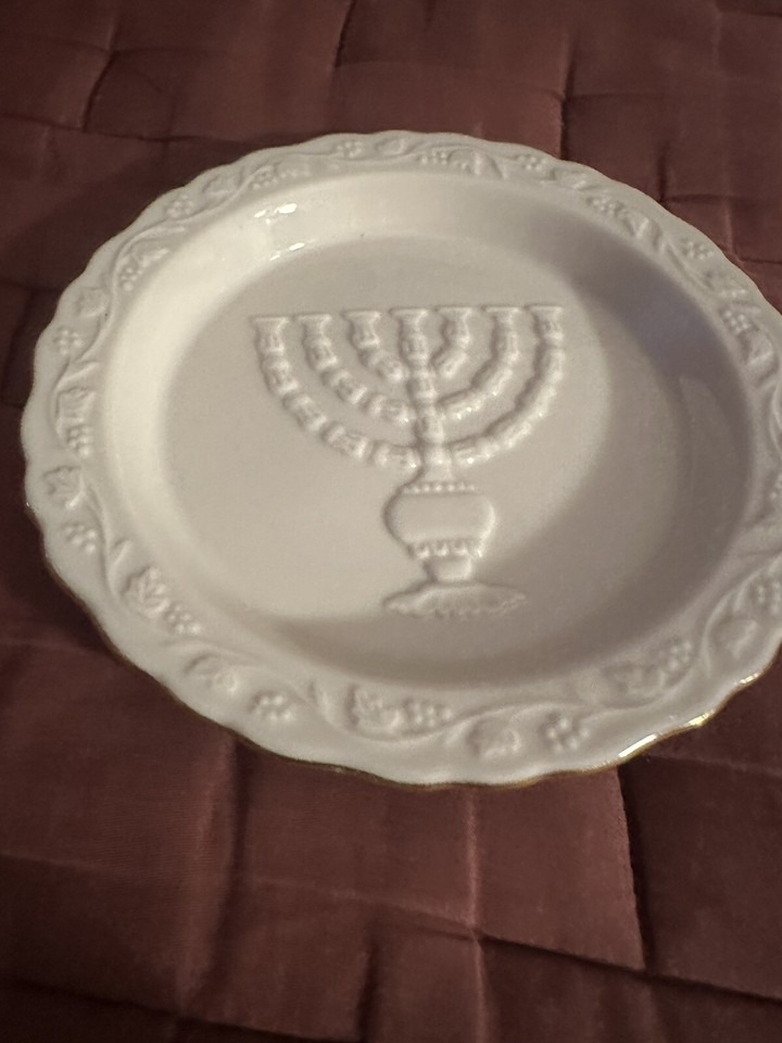 Lennox Menorah Dish Gold Trimmed Hannukah Jewish Plate | eBay