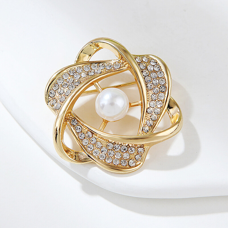 Fashion Rhinestone Camellia Brooch For Women Clothes Jewelry Party ...