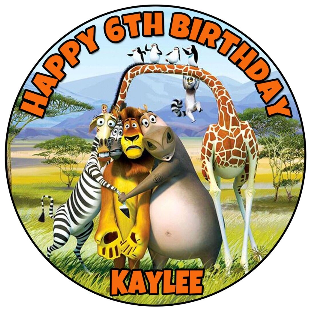 1 x MADAGASCAR Edible Cake Topper Rice Wafer Paper PERSONALISED KIDS ...