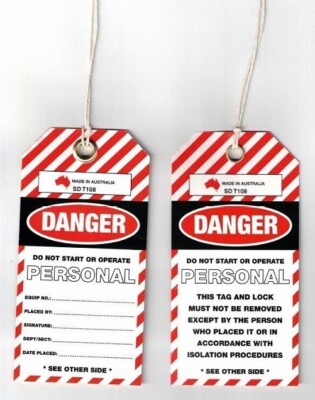 DANGER DO NOT START PERSONAL Lockout Tag Weatherproof Tearproof Plastic ...