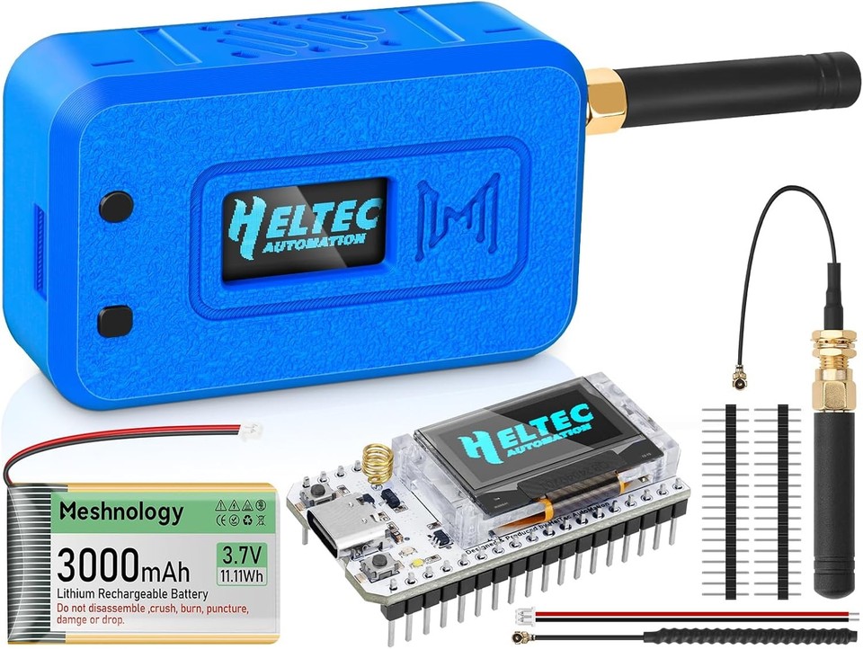 HelTec Meshtastic LoRa ESP32 V3 SX1262 Board+915MHz Antenna+3000mAh ...