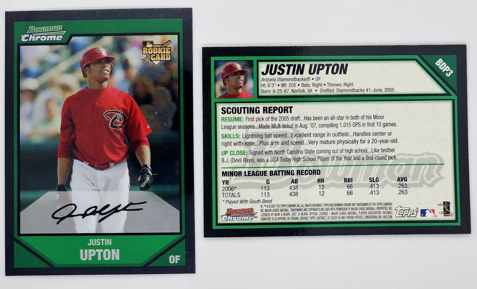 50 Card Lot 2007 Bowman Chrome Draft Picks Justin Upton Rookie RC ...