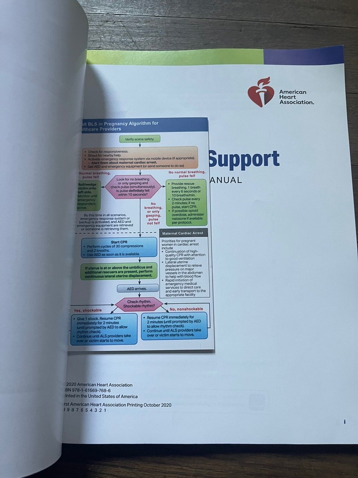 2020 BLS Basic Life Support Provider Manual AHA Paperback New ...