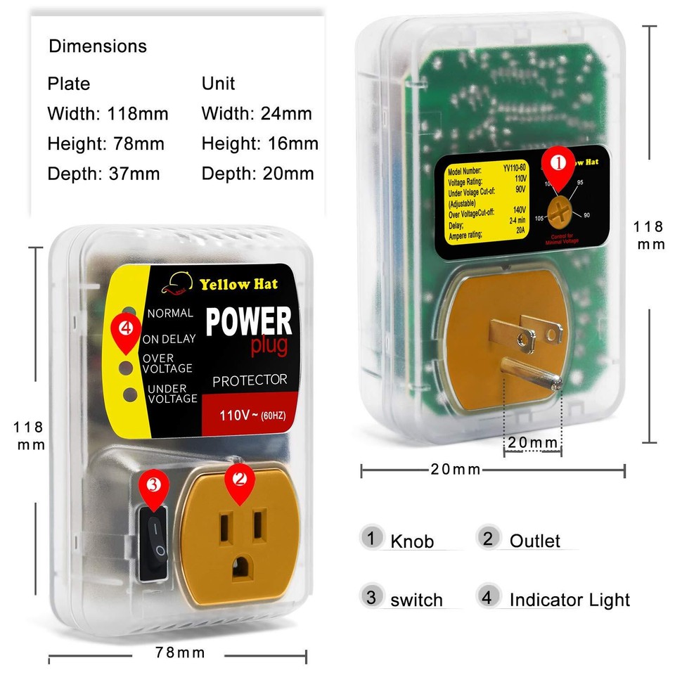 Surge Protectorvoltage Protector For Home Appliance Voltage Brownout ...