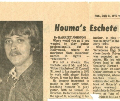 1977 Ron Eschete Jazz Guitarist Newspaper Clipping Houma LA Daily ...