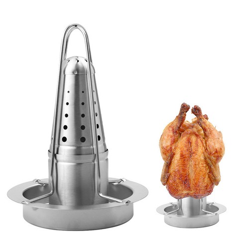 Stainless Steel Beer Can Chicken Holder Rack Vertical Chicken Roaster ...