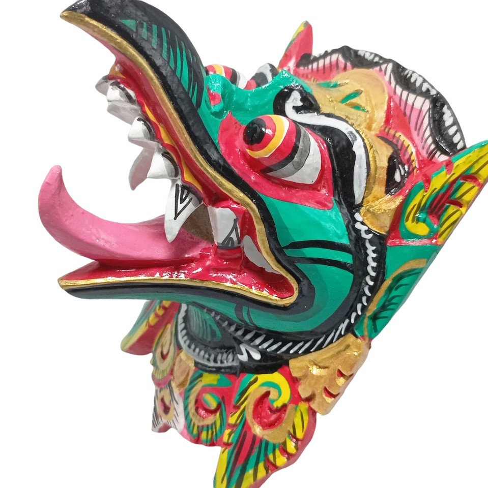 Green Garuda Wood Mask Hand Carving Indonesian Balinese Wall Art Decor ...