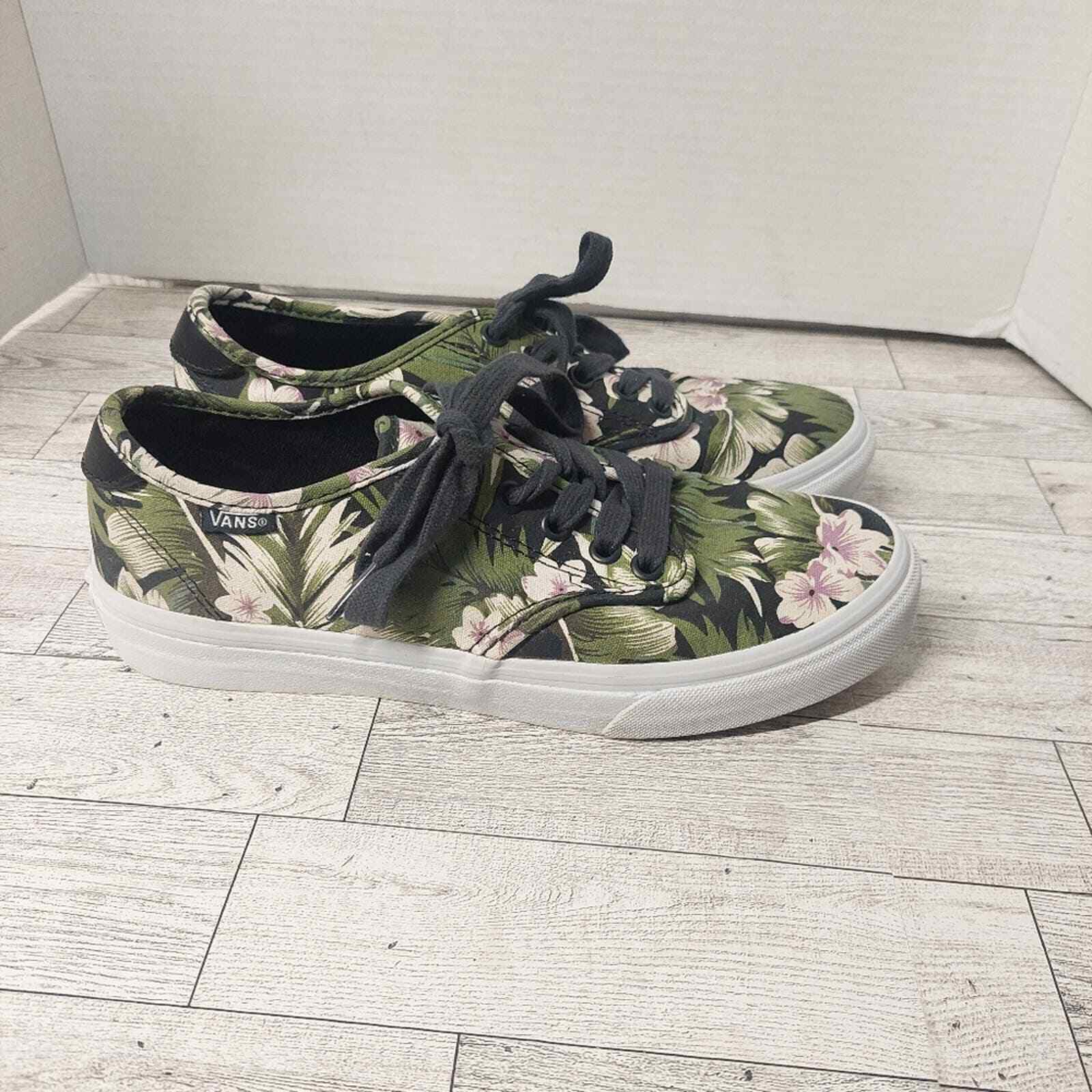 Vans green palm tree tropical floral sneakers women's… - Gem