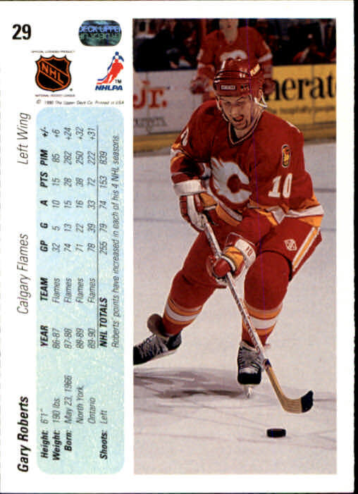 1990-91 Upper Deck Calgary Flames Hockey Card #29 Gary Roberts | eBay