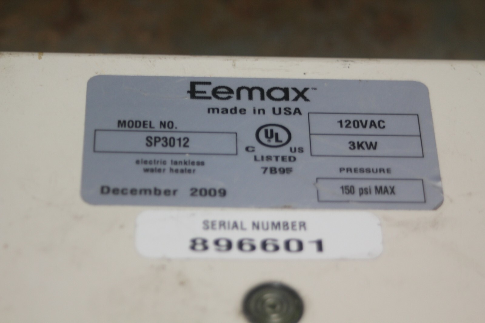 Eemax Model SP3012 Electronic Tankless Water Heater for sale online | eBay