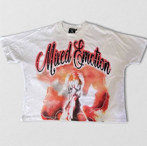 Mixed Emotion Bliss Cropped Tee Men's White Streetwear High-Quality ...