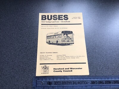 Midland Red West NBC Hereford Worcester Area Route 552 Bus Timetable ...