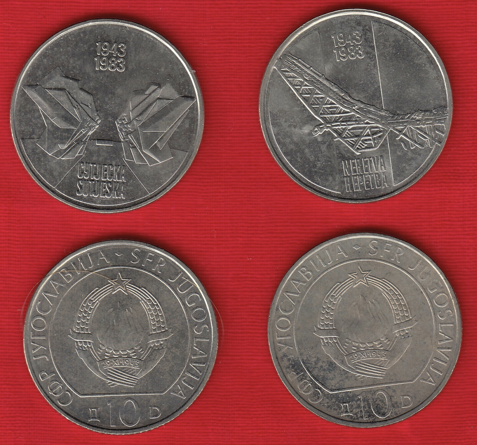 Yugoslavia set of 2 coins: 10 dinara 1983 km#96;97 "Battles" UNC | eBay