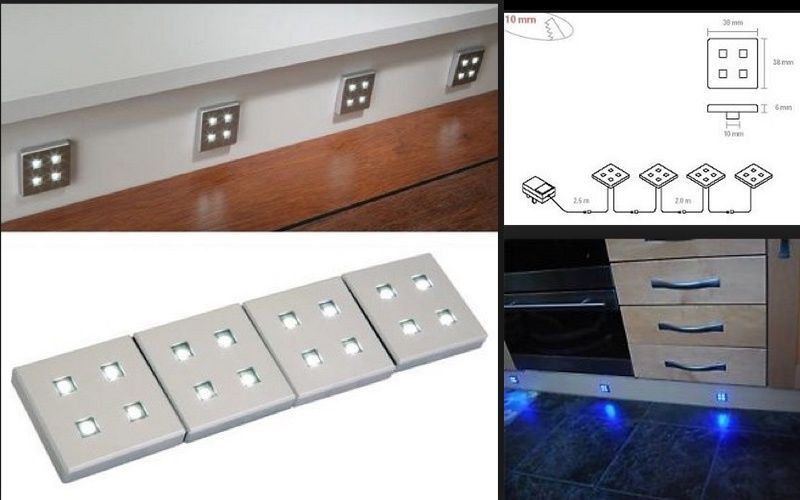 fusion 10 X SQUARE KITCHEN LED PLINTH LIGHT KIT 38MM - COOL WHITE ...