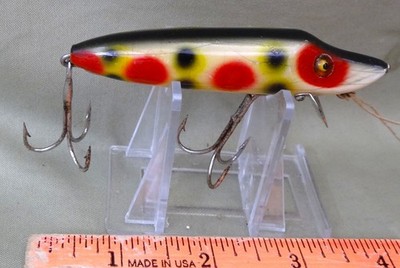 Heddon 3 1/2" Baby Vamp, Strawberry Spot, L-Rig, Perfect GE, C. 1920's ...