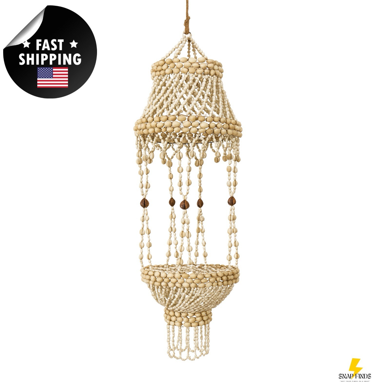 Vintage Hanging Sea Shell Cowrie Planter Boho Plant Hanger Chandelier ...