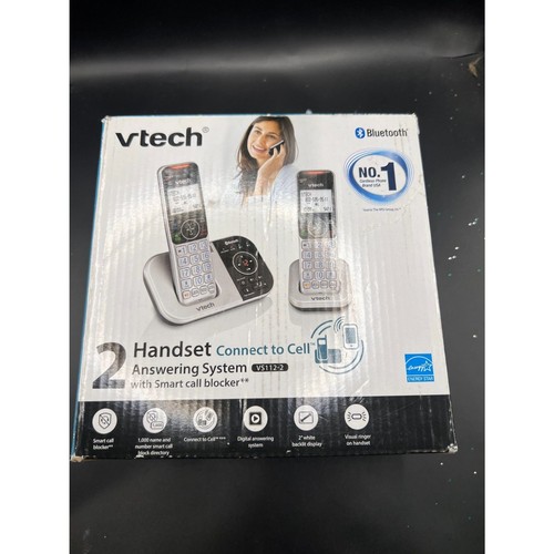NEW VTech VS112-2 Silver DECT Bluetooth 2 Handset Cordless Answering ...