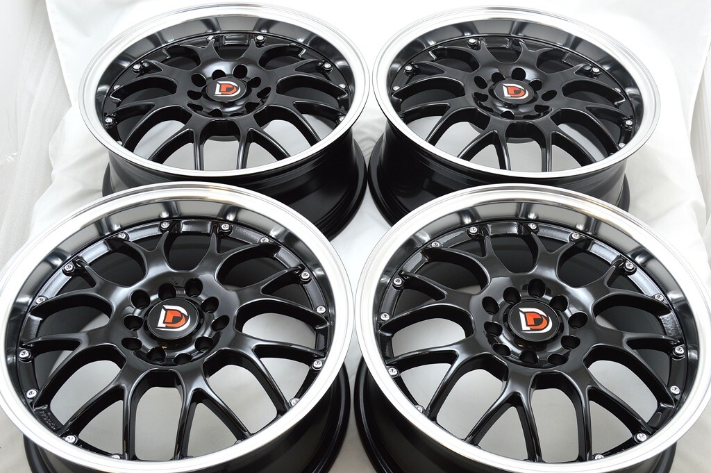 Set of 4 New 16x7 DDR R1 Black/Polished Lip 16" Wheels Rims 5x100 5x114 ...