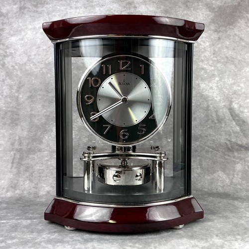 Art Deco Style Bulova Mantle Clock 10.5" Rotating Pendulum Battery ...