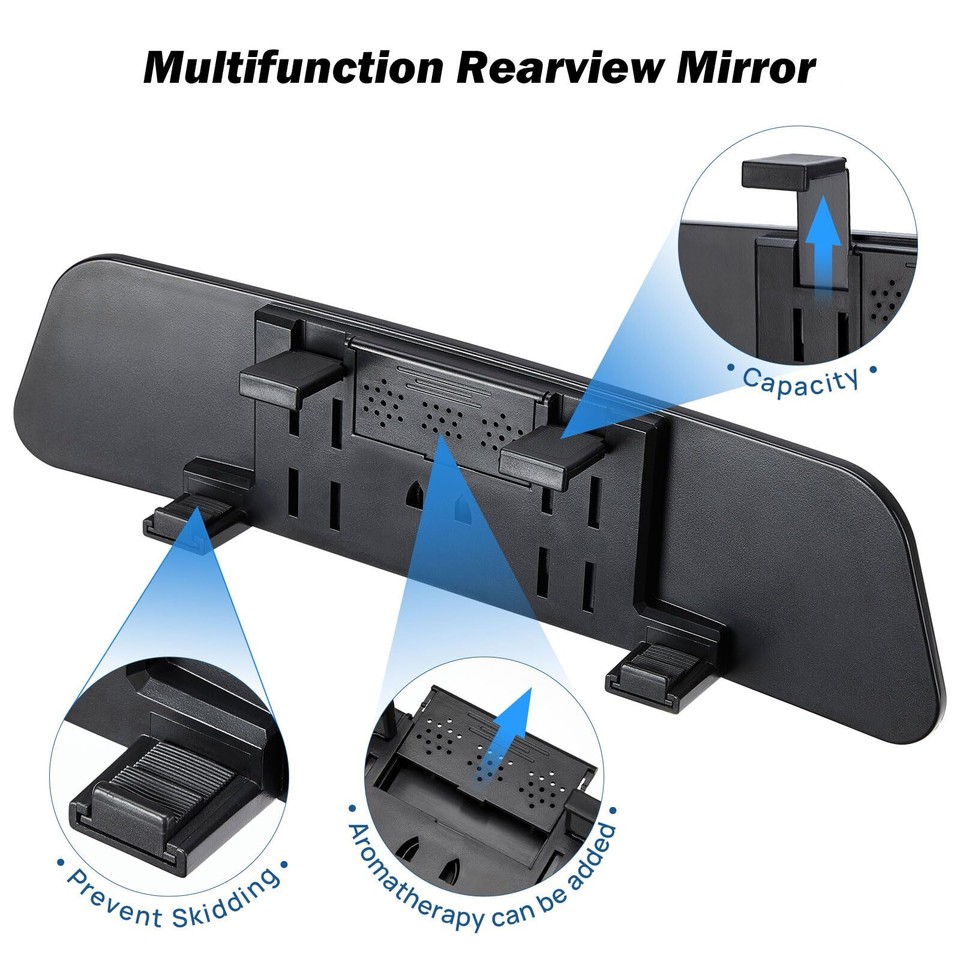 12 Inch Car Rearview Mirror Anti Glare Clip On Panoramic Rear View ...