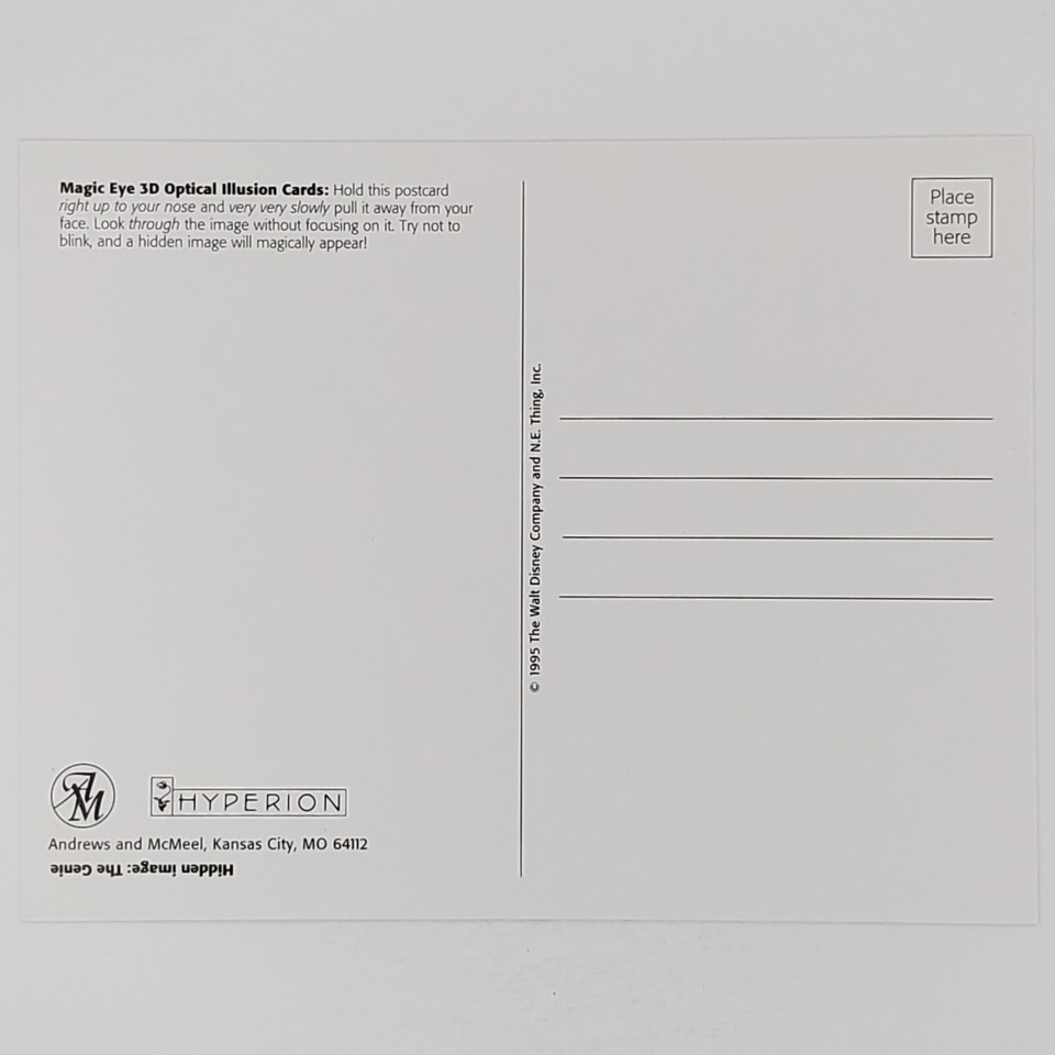 Magic Eye Postcard Aladdin The Genie Disney 3D Optical Illusion Robin ...