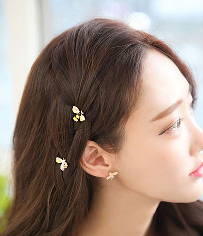 yueton Pack of 4 Women Honeybee Metal Hairpin Bee Crystal Hair Side ...