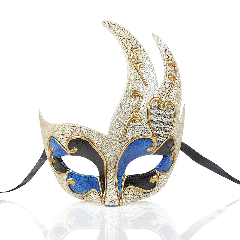 Half Face Venetian Flame Mask Men Masquerade Mardi Gras Fancy Dress ...