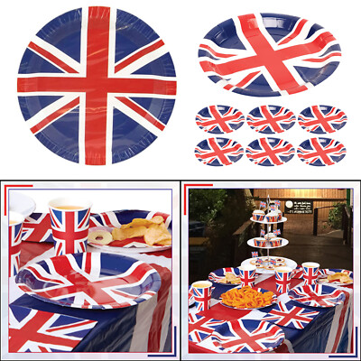 8-100pcs Union Jack Paper Party Plates British Royal Disposable ...