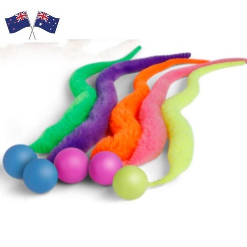 5 PCS Fuzzy Worm Cat Toys Indoor Cats Bouncy Ball Ball Color Random ...