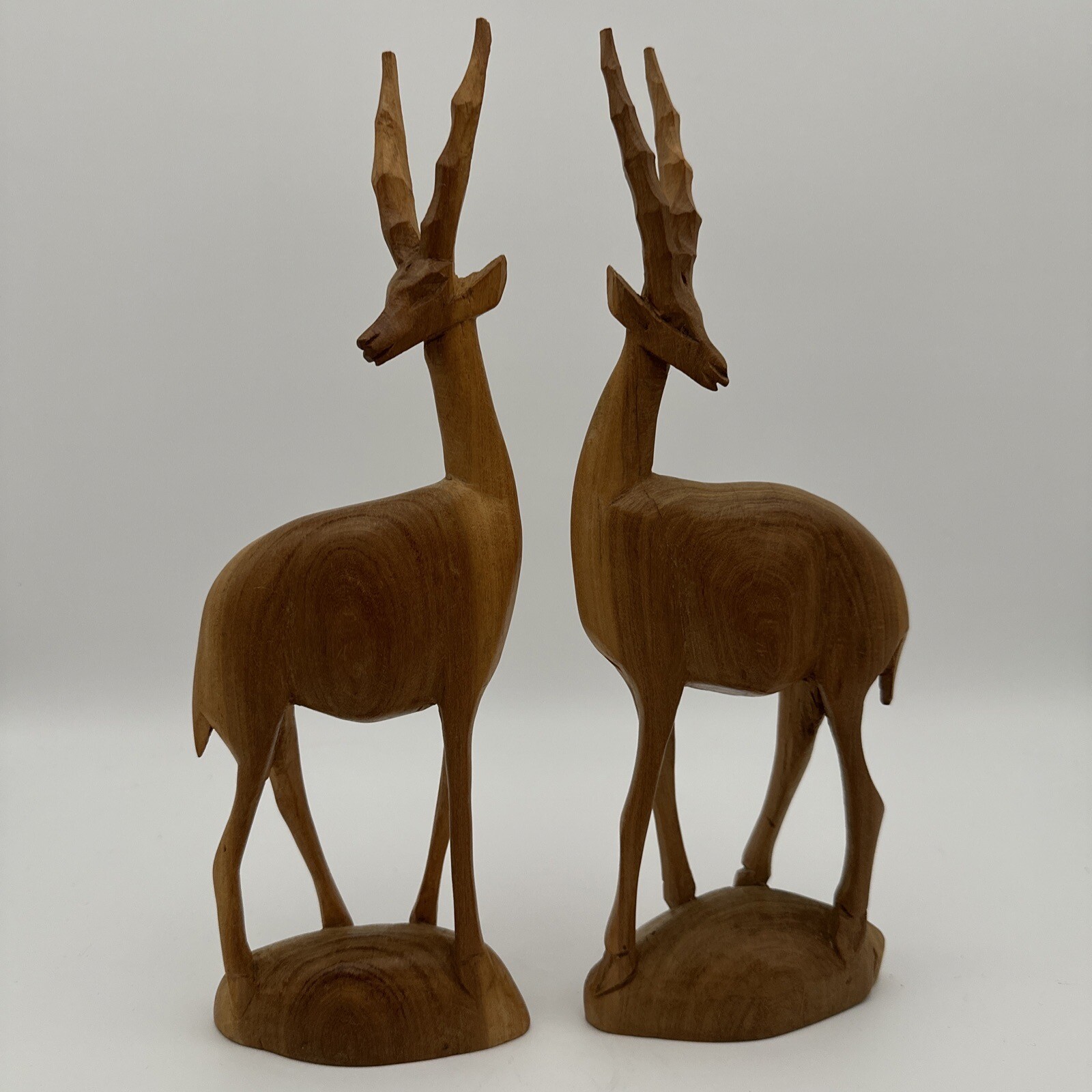 2 Wooden Hand Carved Gazelle Antelope Made in Kenya Africa Genuine ...