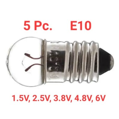5x E10 Torch Bulbs - Available in 1.5V, 2.5V, 3.8V, 4.8V, 6V. | eBay ...
