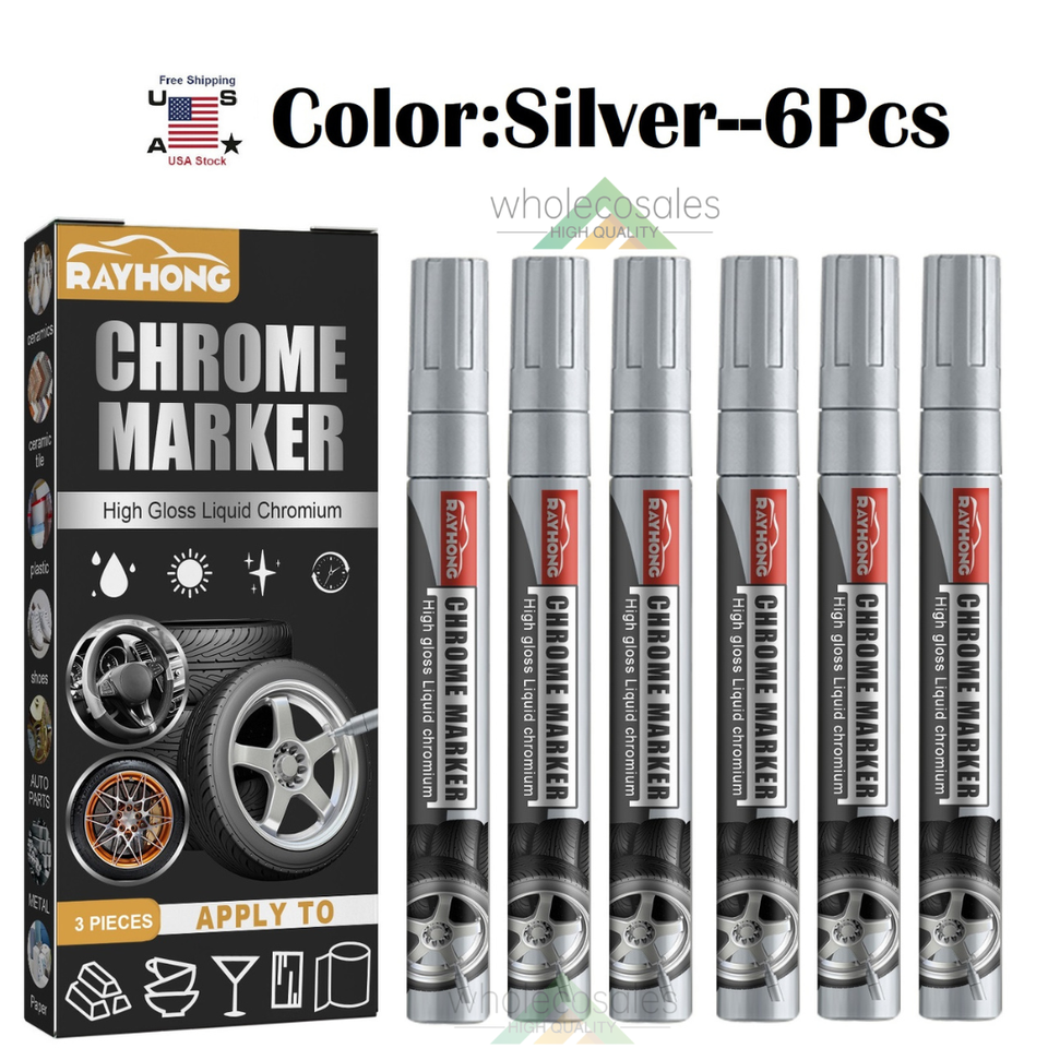 6× Liquid Mirror Chrome Marker Set DIY Car Paint Pen Metal Marker ...