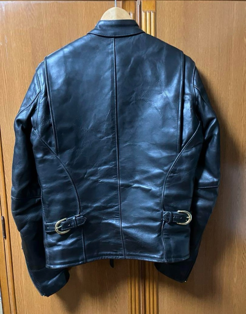 VANSON Type B Horsehide Single Rider Jacket Black Wit… - Gem