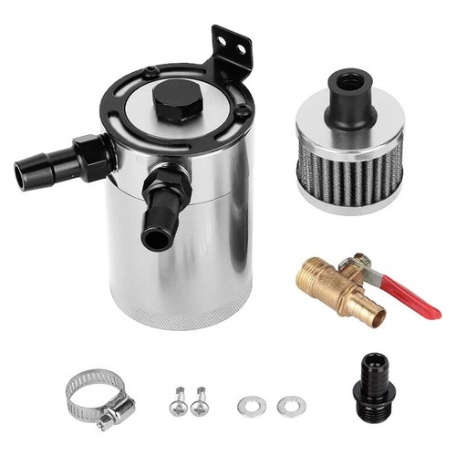 Oil Catch Can Kit Reservoir Tank Engine Black Polish Baffled Universal ...