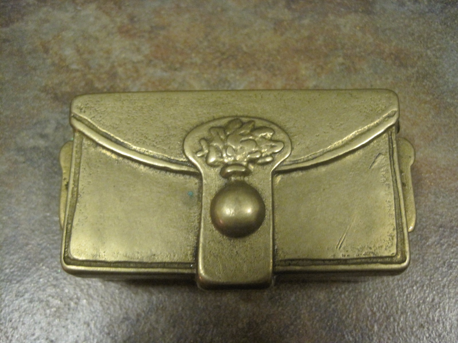 BRASS STAMP BOX 'SATCHEL' TWO COMPARTMENTS, VINTAGE, EUC | eBay