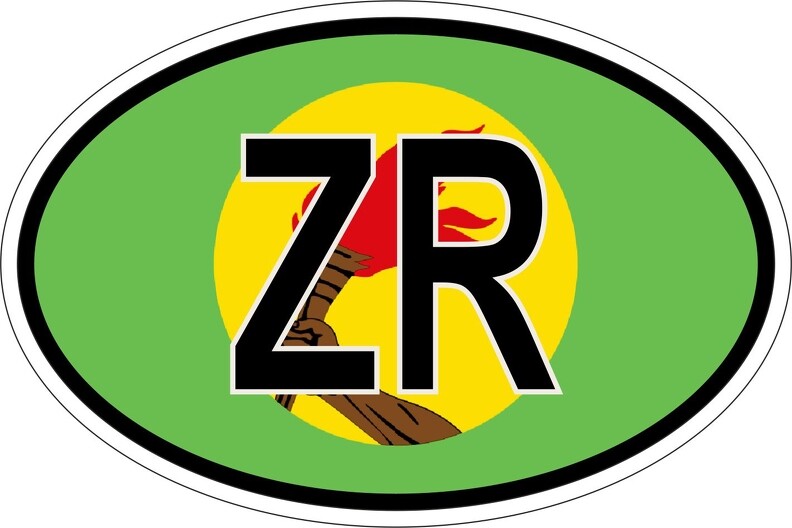 Oval Sticker Flag Country Code ZR ZAIRE | eBay