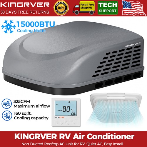 RV Air Conditioner Rooftop 15000 BTU Cooling Non-Ducted Camper Trailer ...