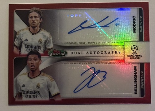 2024 Topps Finest Dual Auto Red Refractor Jude Bellingham Luka Modric ...