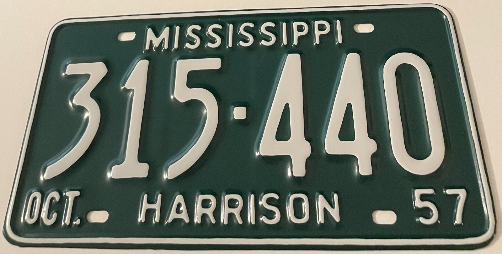 1957 Mississippi License Plate 315-440 Harrison County SHOW CAR READY ...