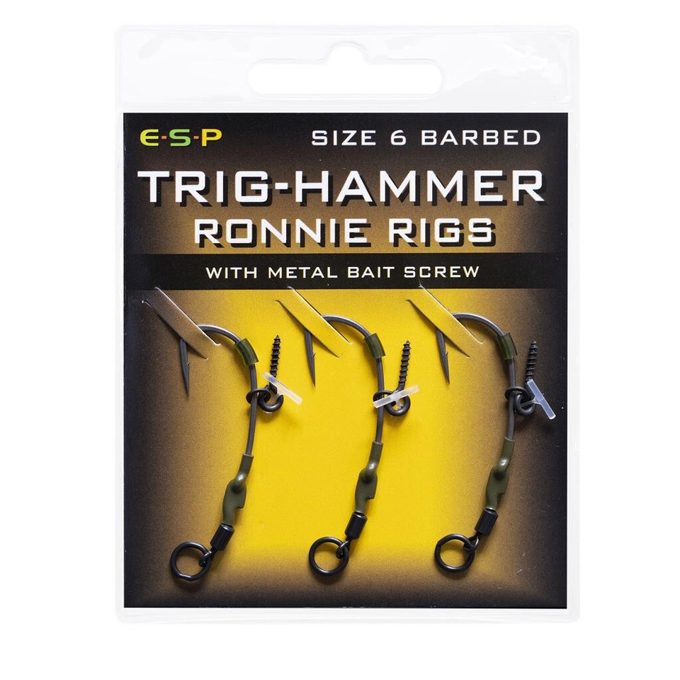 ESP Trig-Hammer Ronnie Rigs Barbed Ready-Made Carp Fishing Ronnie Rigs ...
