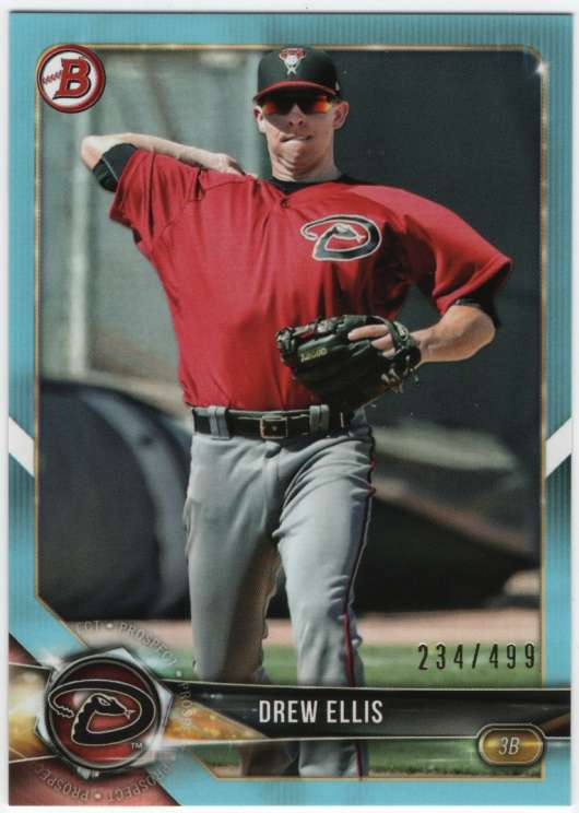 2018 Bowman Prospect Sky Blue Parallel /499 #BP25 Drew Ellis ...