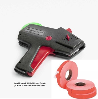 NEW Monarch 1110 PRICE GUN 1110-01 PLUS (3) Rolls Fluo Red Labels | eBay