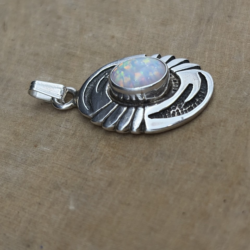 Vintage Native Navajo Sterling Silver Opal Pendant Rare | eBay