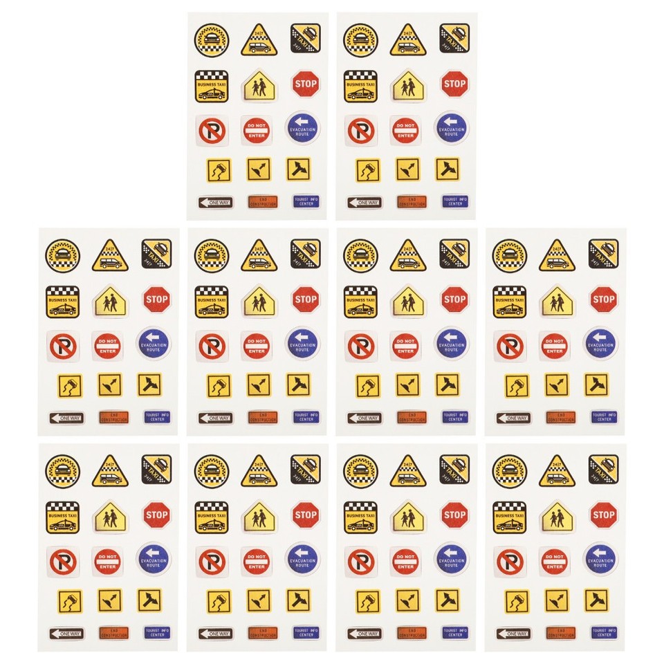 10 Sheets Street Signs Road Traffic Decals Small Mini Stop Stickers ...