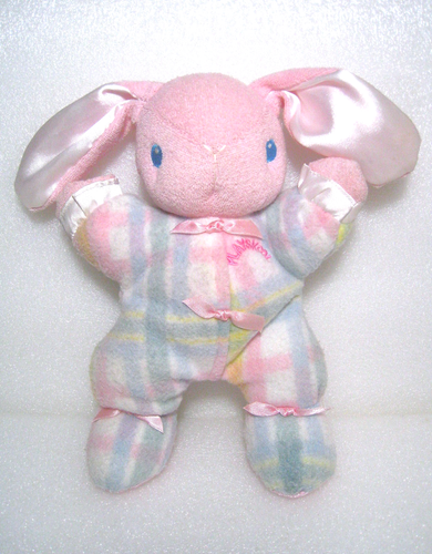 1996 Playskool Snuzzles Pal Bunny Rabbit Toy Pink Plaid Fleece Terry ...